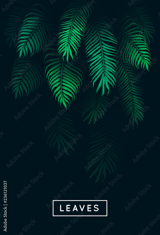 Vector leaves. Flora. Tree branch. Foliage green. Abstract vertical ...