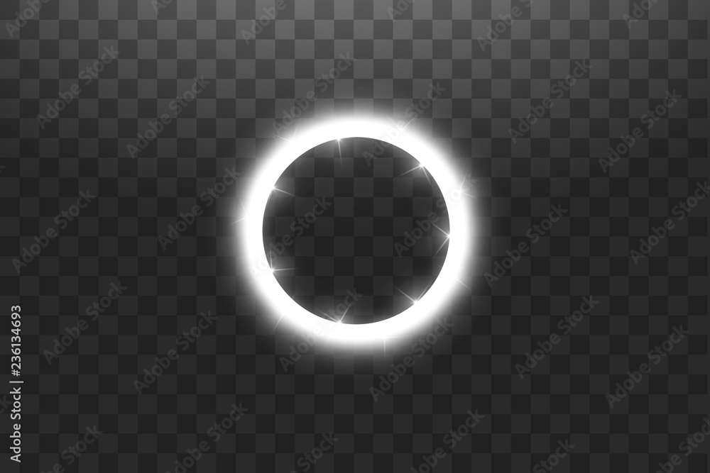 Vector light ring. Round shiny frame with lights dust trail particles ...