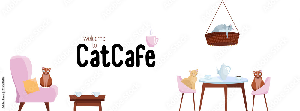 Facebook Cover Web Banner Social Media Design Welcome to cat cafe ...