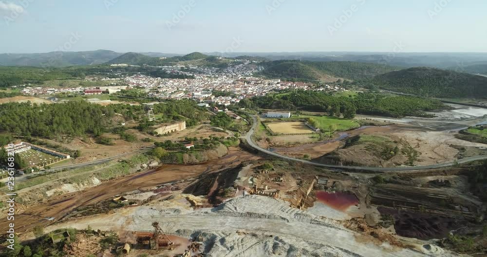 View of Nerva and Rio Tinto mines in Huelva Spain. From this open pit ...