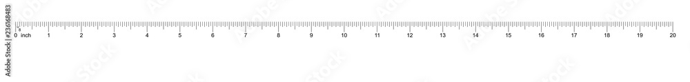 Ruler 20 inch. Measuring tool. Ruler scale. Ruler grid 20 inch. Size ...