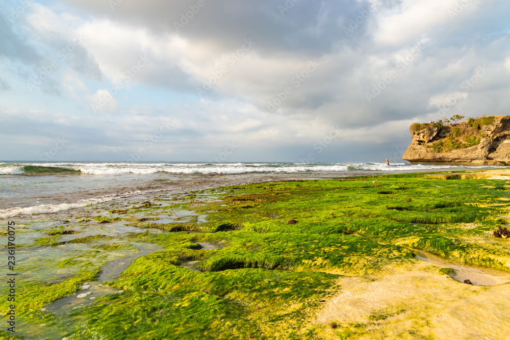 Balangan beach in Bali island. Unique texture in the coast, nature ...