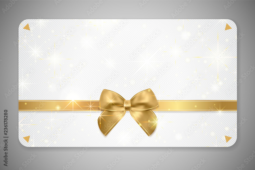 Gift card (Gift card discount), Gift coupon with golden ribbon, gold ...