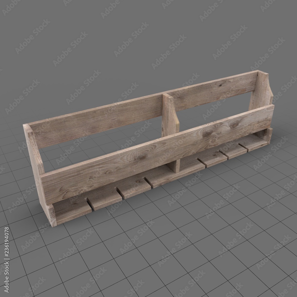Wooden wall wine rack empty Stock 3D asset | Adobe Stock