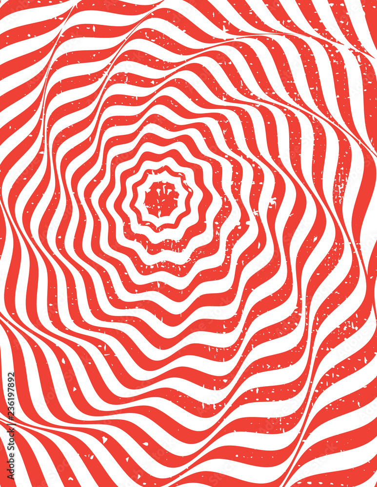Red and white optical illusion art circle. Background with texture ...