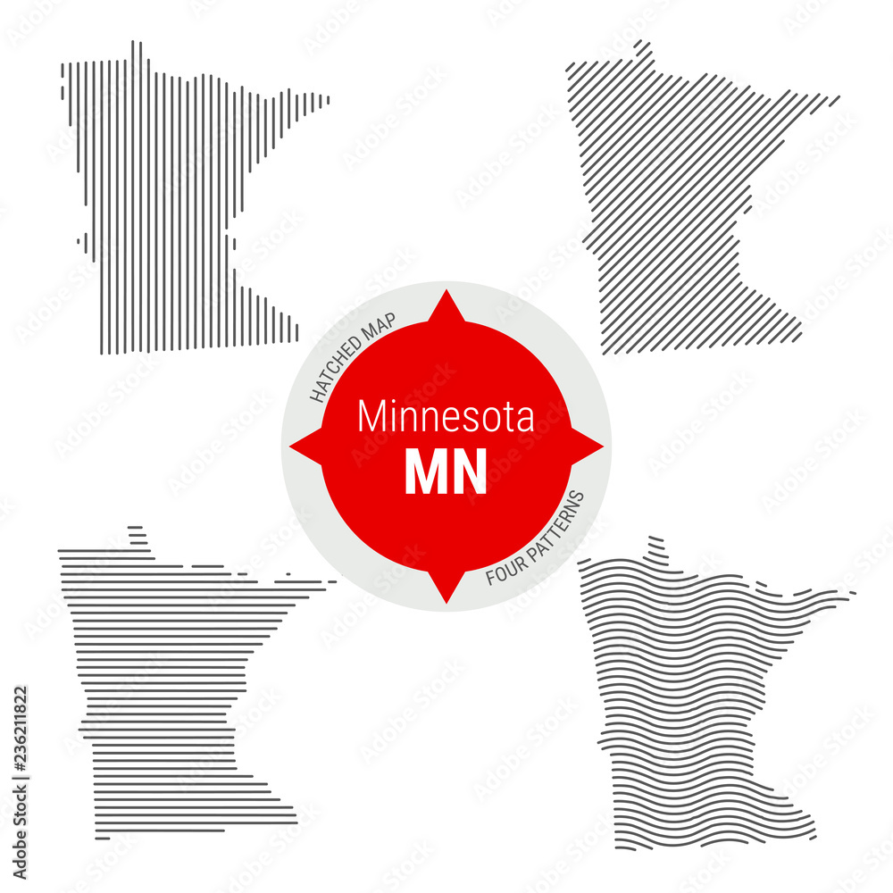 Hatched Pattern Vector Map of Minnesota. Stylized Simple Silhouette of ...