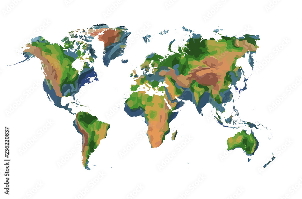 World map. Realistic map. Vector illustration. เวกเตอร์สต็อก | Adobe Stock
