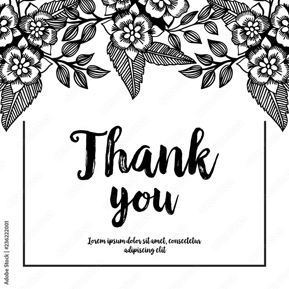 Hand draw floral ornament background with thank you text Stock Vector ...