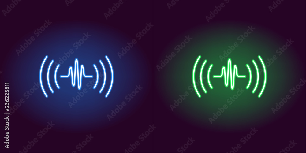 Neon sound wave, glowing sign. Vector voice sound Stock Vector | Adobe ...