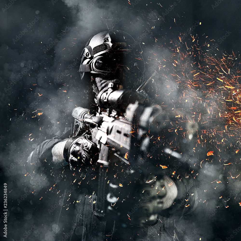 special forces soldier police, swat team member Stock Photo | Adobe Stock