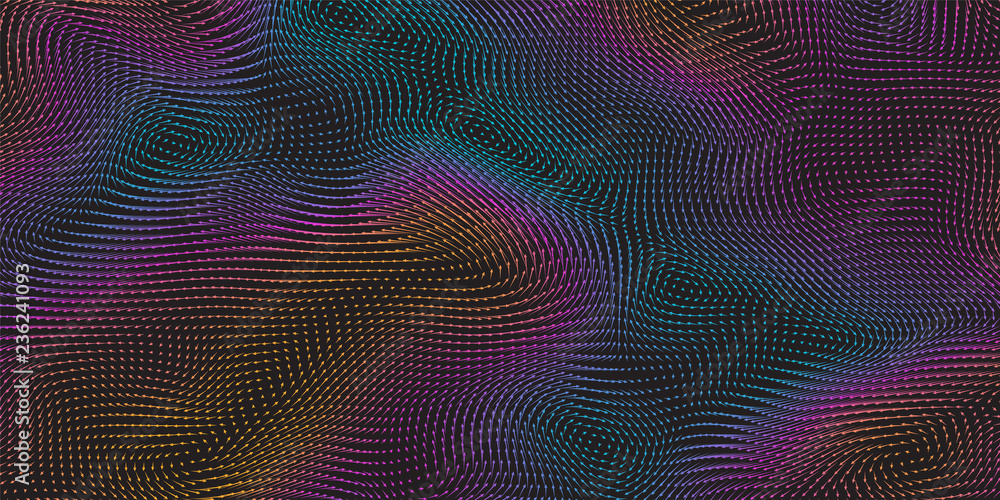 Vector colorful field visualization of forces. Magnetic or ...