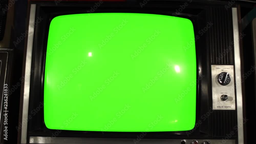80s TV Green Screen with Many 80s Tvs. Dolly Out. You can replace green ...