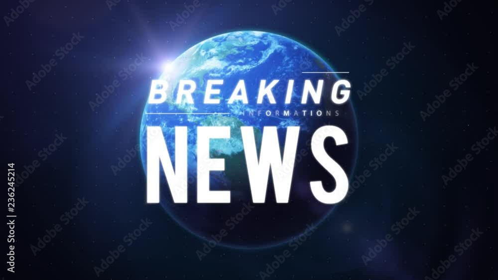 Breaking News Intro TV Broadcast On Earth Background/ Animated motion graphic of a broadcast tv ...
