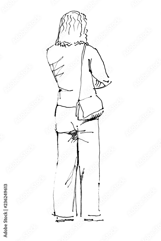 Looking Over Shoulder Back Girl Drawing