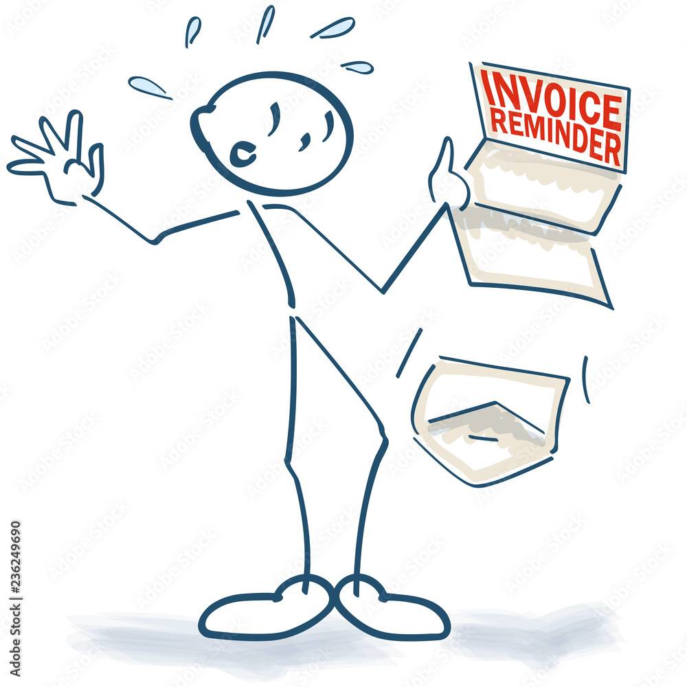 Vettoriale Stock Strichmännchen mit einer plötzlichen Mahnung als ...