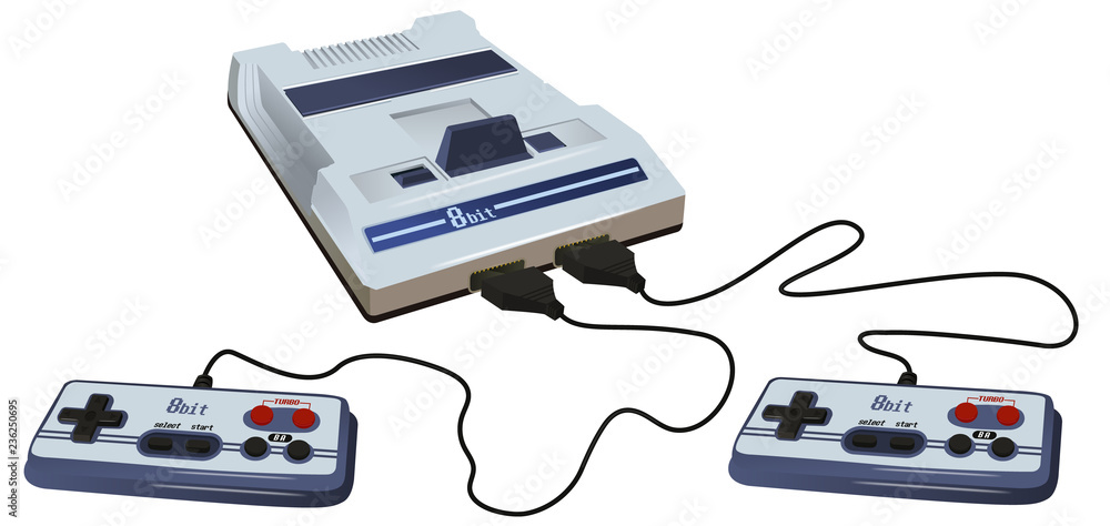 Retro video game console 3d isometric style. Old school gaming. Game ...