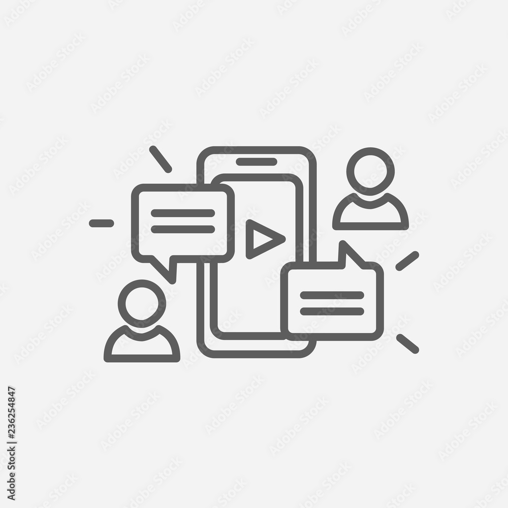 Video chat icon line symbol. Isolated vector illustration of icon sign ...