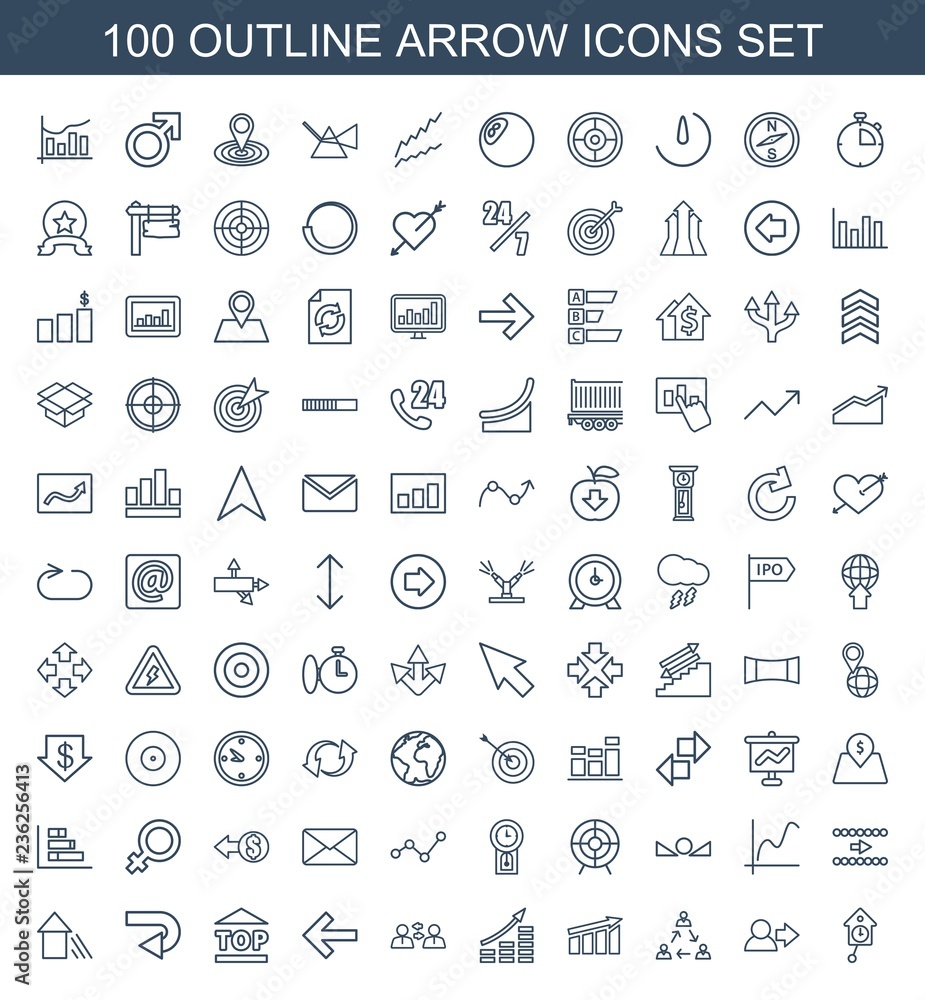 arrow icons. Set of 100 outline arrow icons included pendulum, user ...