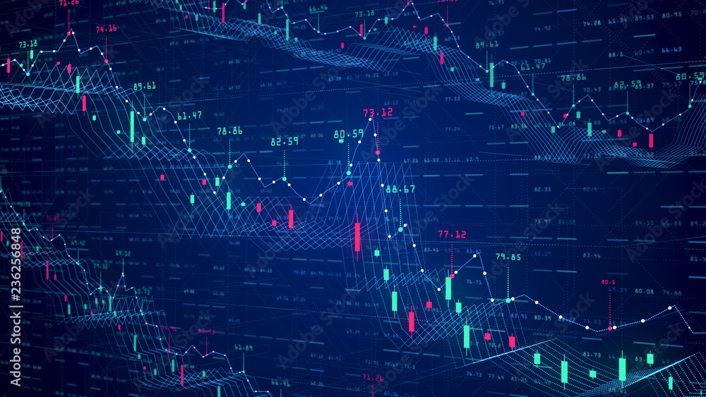 Stock chart - abstract digital 3d financial chart render showing ...