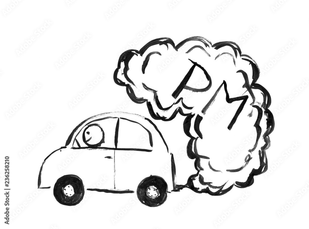 Black brush and ink artistic rough hand drawing of smoke coming from ...