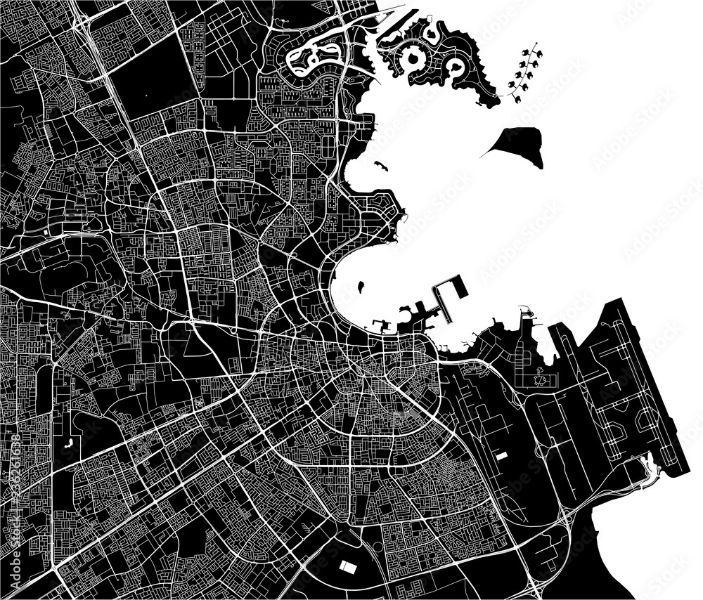 map of the city of Doha, Qatar Stock Vector | Adobe Stock