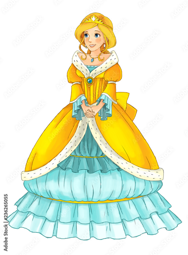 cartoon scene with beautiful princess on white background ...