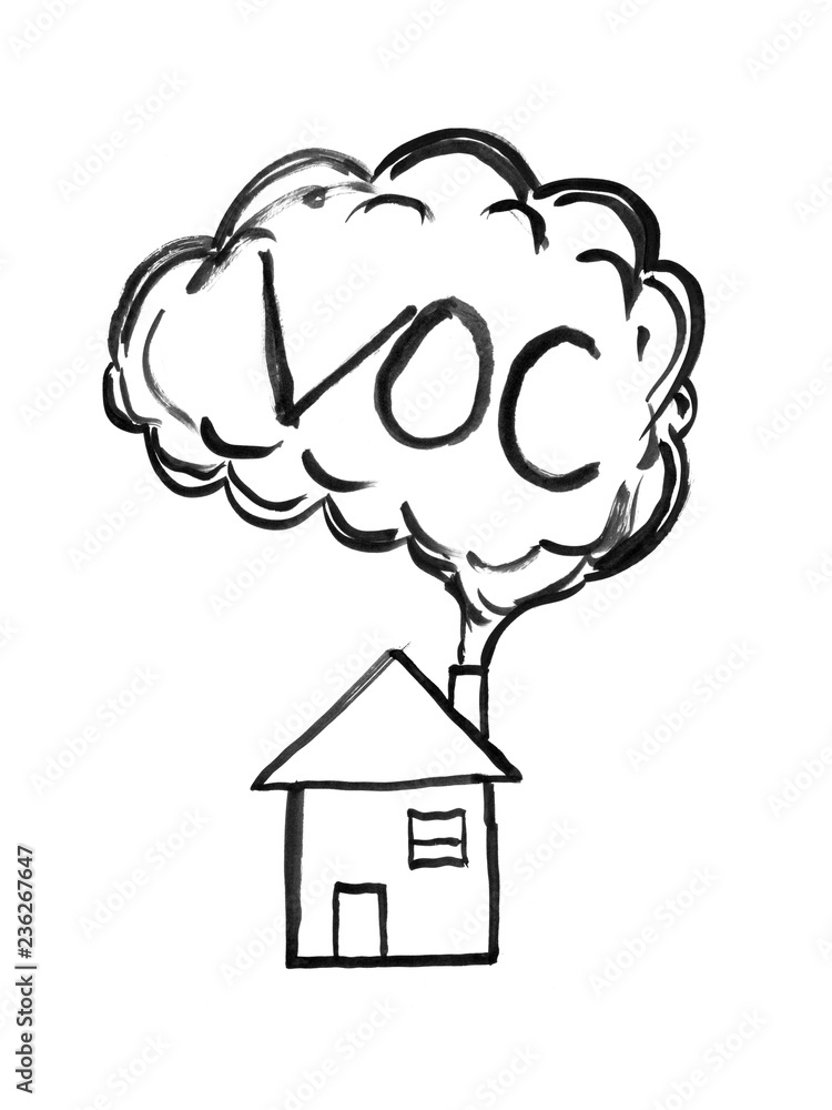 Black brush and ink artistic rough hand drawing of smoke coming from ...