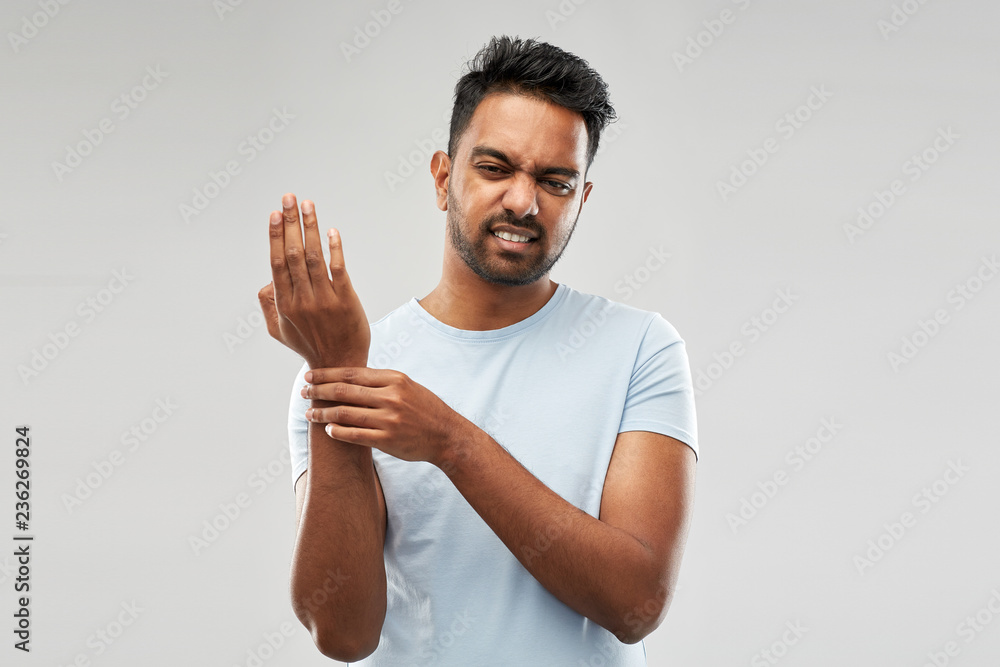 health problem and people concept - unhappy man suffering from pain in ...