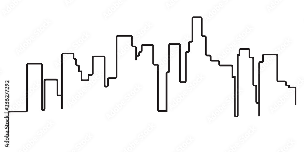 continuous line drawing of modern city skyline Stock Vector | Adobe Stock