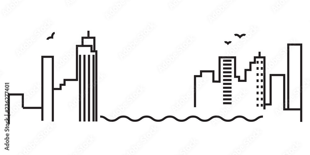 continuous line drawing of modern city skyline Stock Vector | Adobe Stock