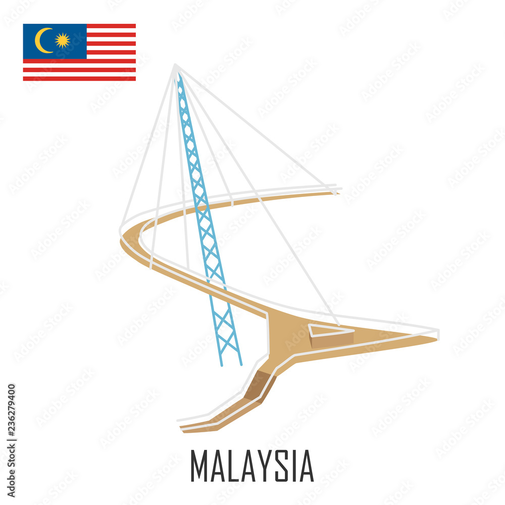 Landmark of Langkawi, Malaysia. Sky bridge Stock Vector | Adobe Stock