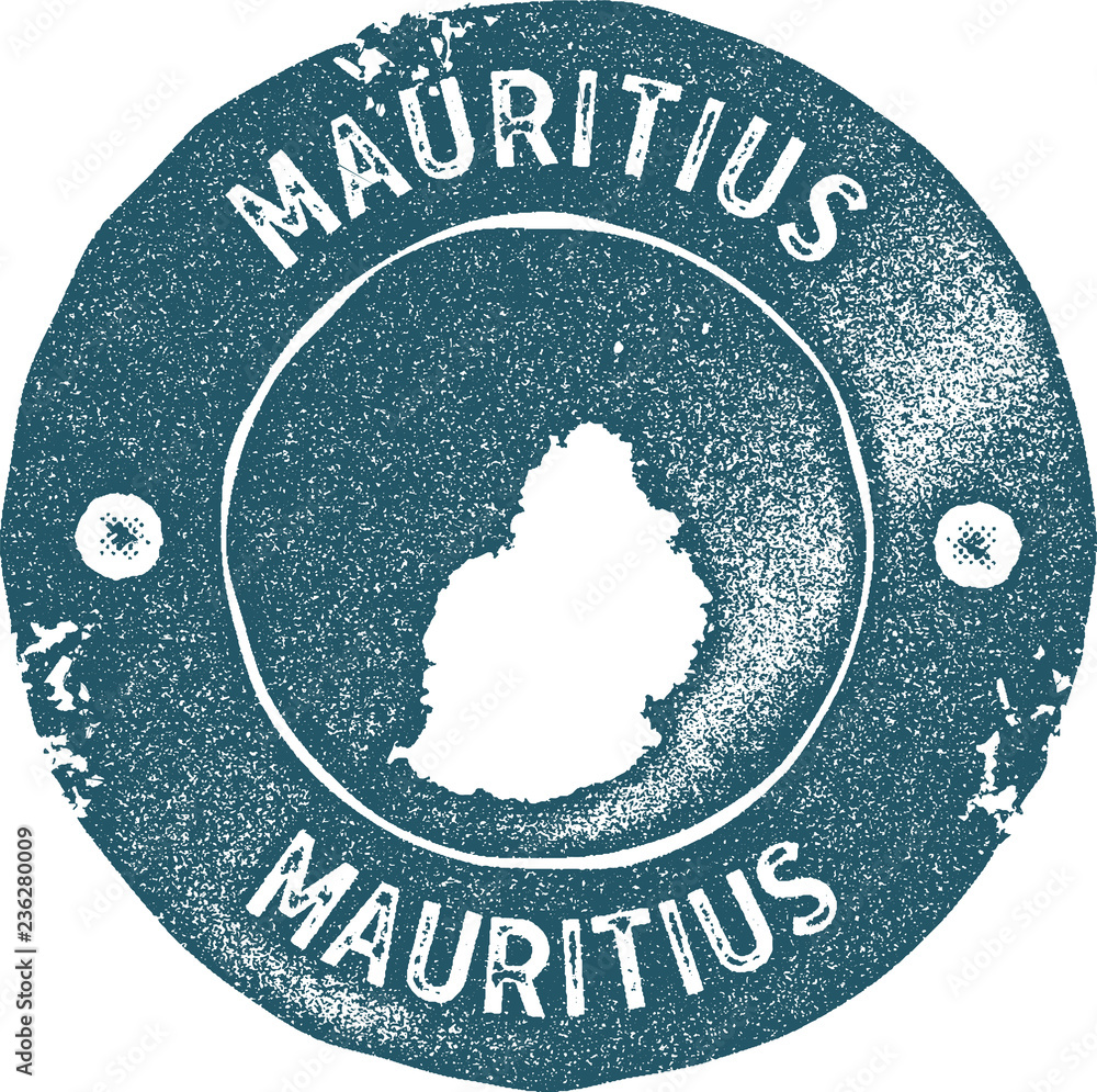 Mauritius map vintage stamp. Retro style handmade label, badge or ...