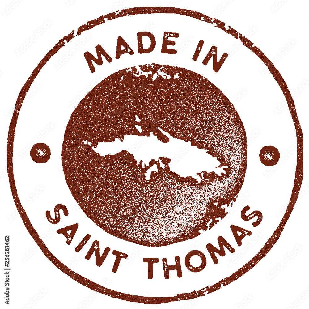 Saint Thomas map vintage stamp. Retro style handmade label, badge or ...