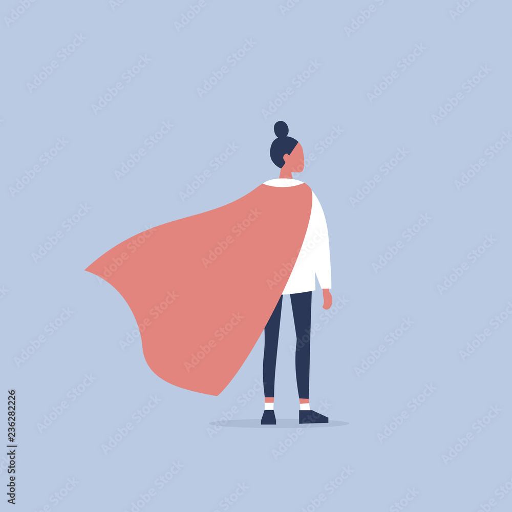 Superhero conceptual illustration. Young female character wearing a ...