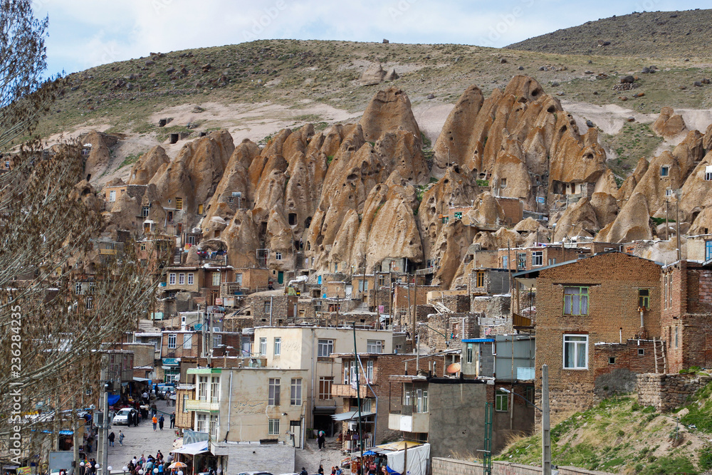 Ancient Iranian cave village in the rocks of Kandovan. The legacy of ...