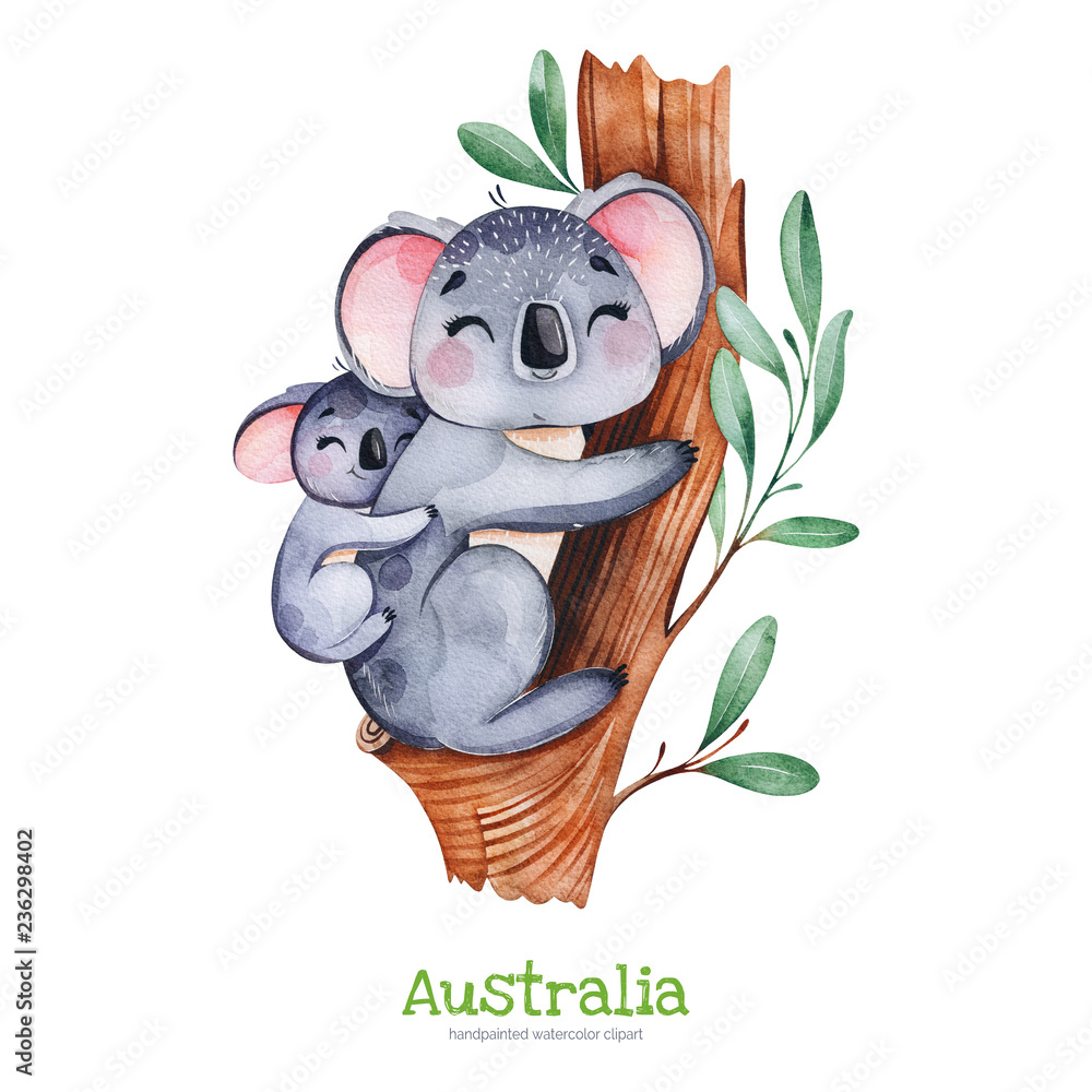 Tree Hugging Koala Cartoon