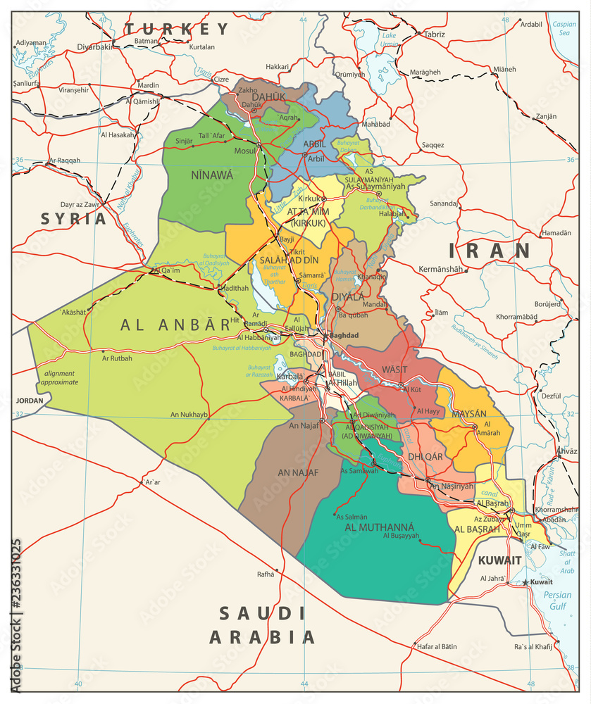 Iraq political map Stock Vector | Adobe Stock