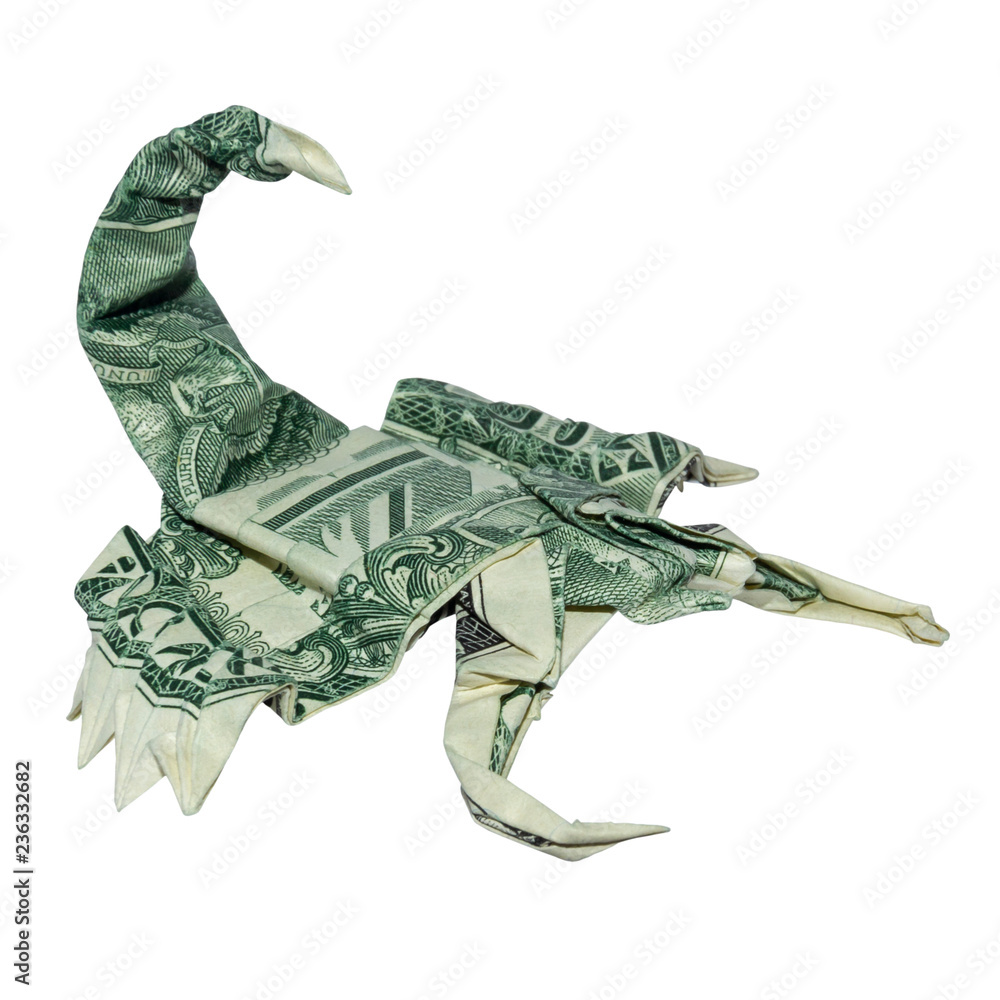 Money Origami Green SCORPION Folded with Real One Dollar Bill Scorpio ...