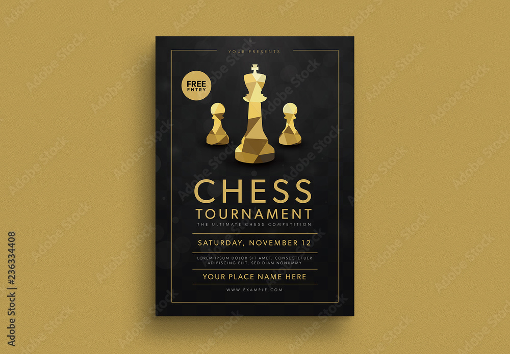 Chess Tournament Event Flyer Layout Stock Template | Adobe Stock