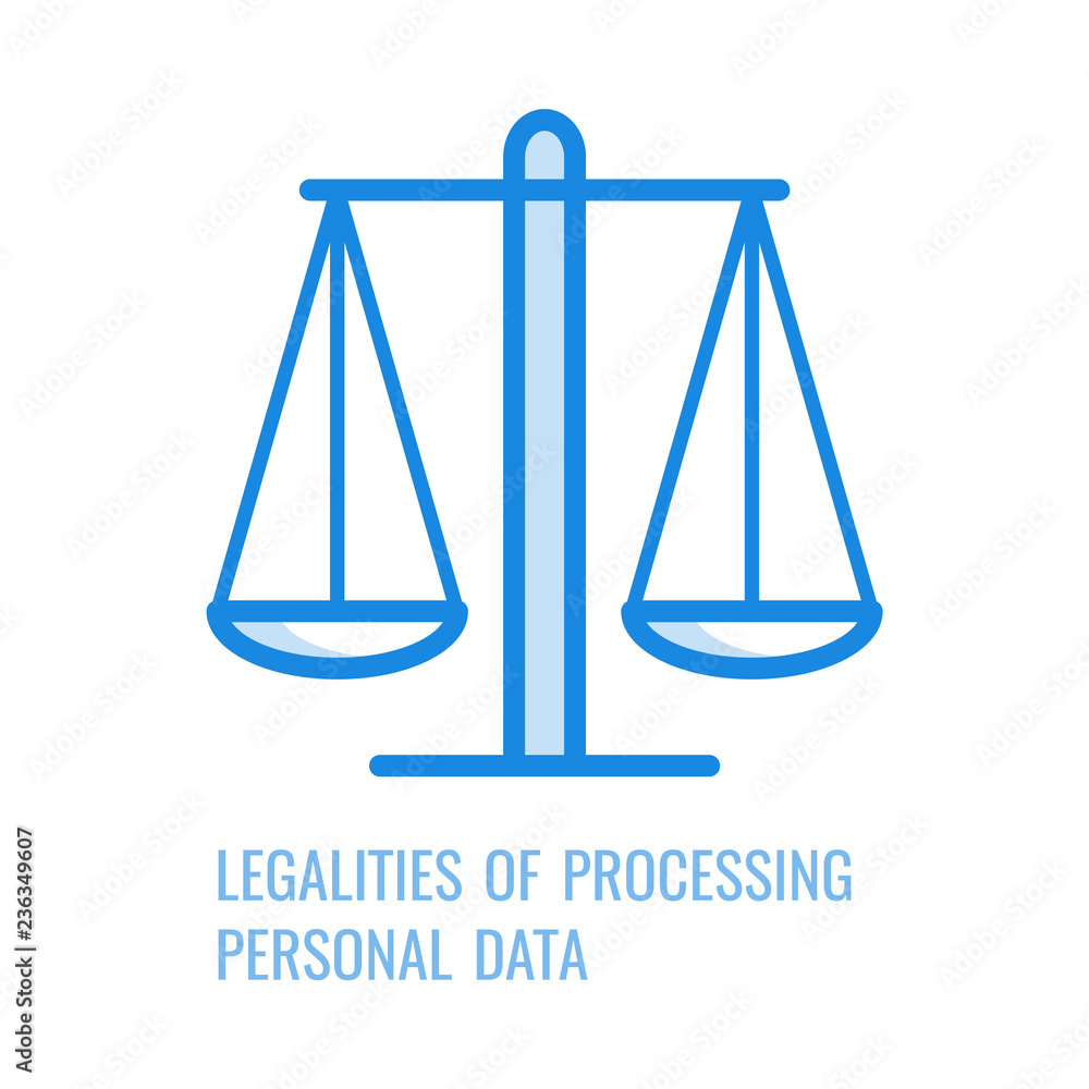 Legalities of processing personal data - thin outline icon of general ...