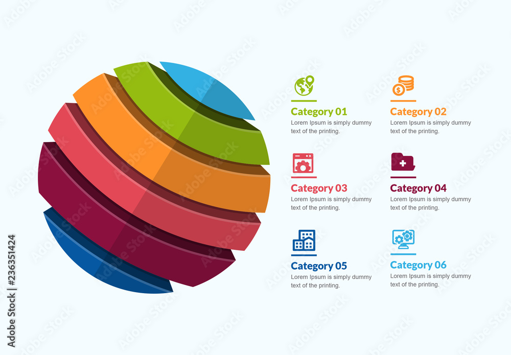 3D Sphere and Icon Infographic Layout Stock Template | Adobe Stock