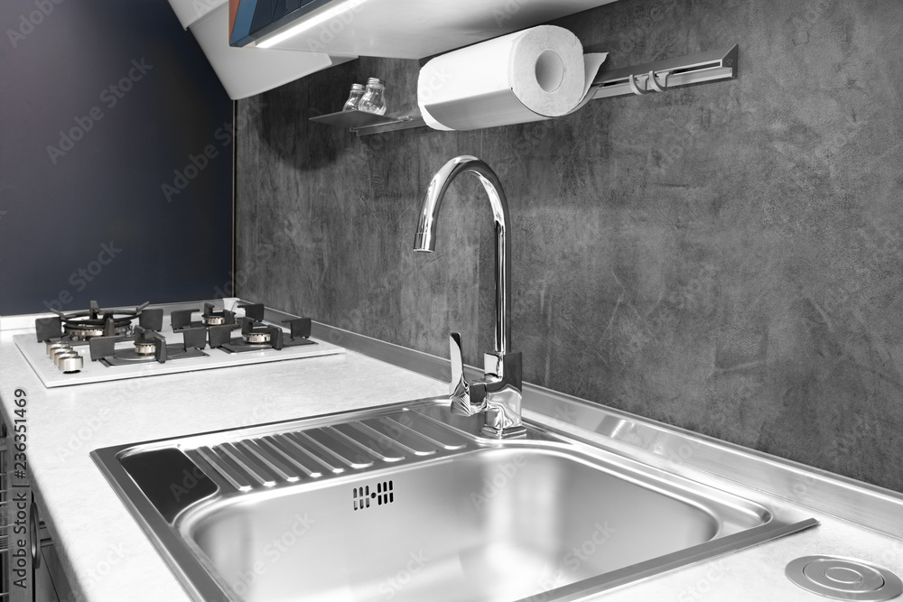 Kitchen interior, modern kitchen with a luxury mixer, breakfast concept ...