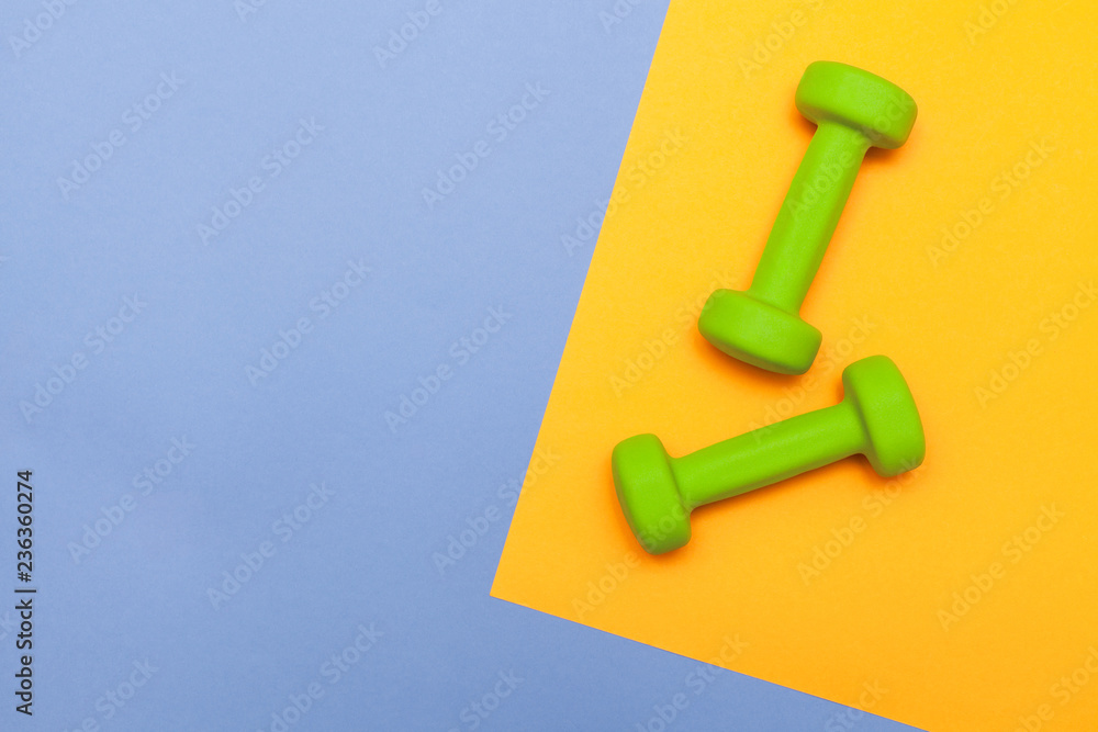 Healthy lifestyle, Gym and workout concept. Flat lay of sport. Athlete ...