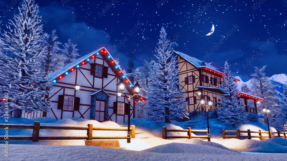 Snow Covered Mountains Christmas