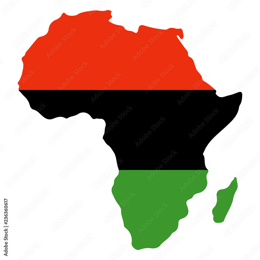 Africa Silhouette in Kwanzaa Colors - African continent silhouette in ...