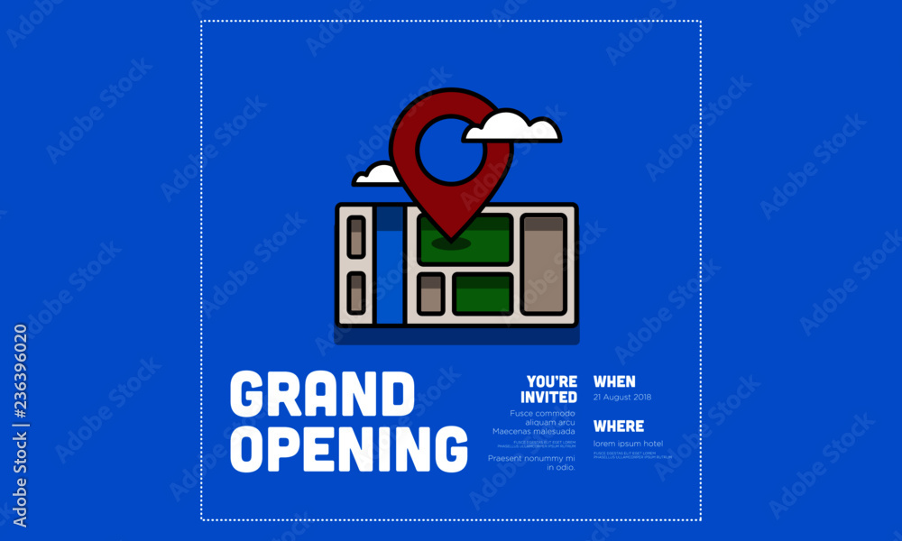 Grand Opening Invitation Design with Where and When Details with ...