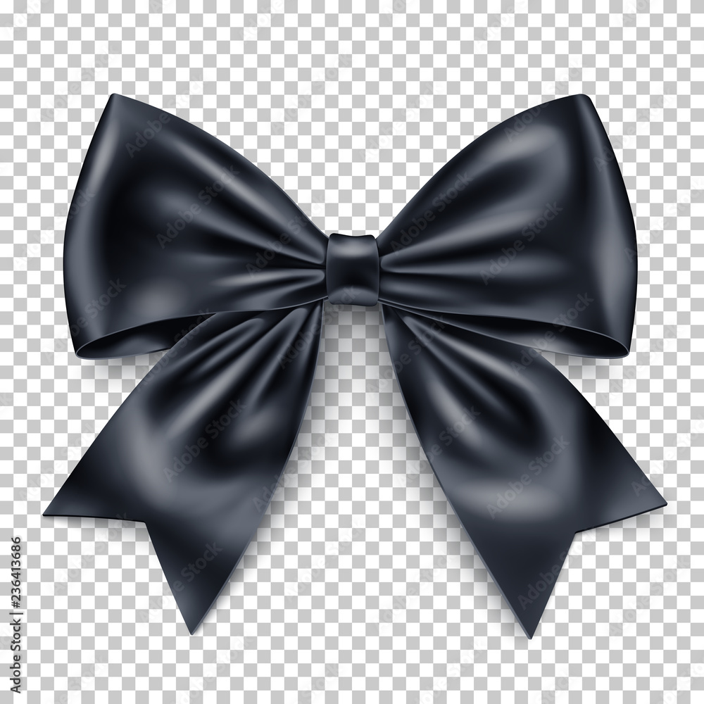 Realistic black bow isolated on transparent background. Stock Vector ...