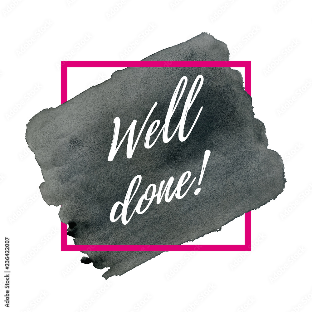 Vector illustration with pink frame and insertion of black watercolor ...