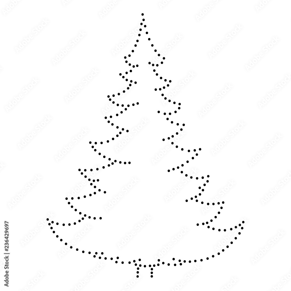Christmas tree and Happy New Year decoration abstract schematic icon ...