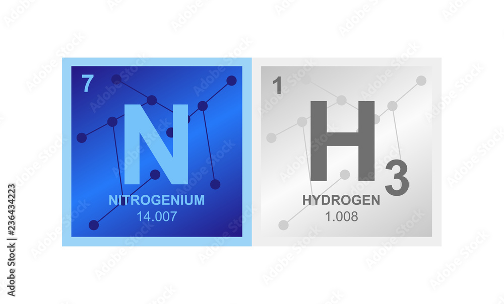 Vector symbol of Ammonia compound consisting of hydrogen and nitrogen ...